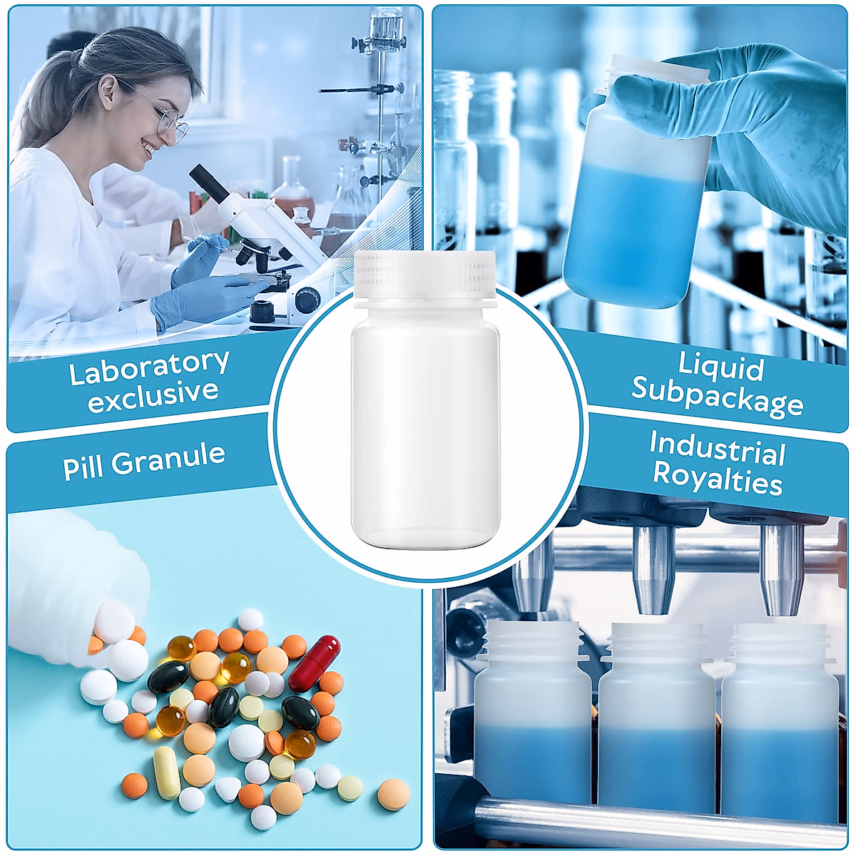 Pinkunn 20 Pcs Plastic Sample Bottles 4oz/ 125ml Laboratory Grade Polypropylene Wide Mouth Reagent Bottles Clear Liquids Storage Bottles with Lids Leak Proof Containers for Lab Classroom