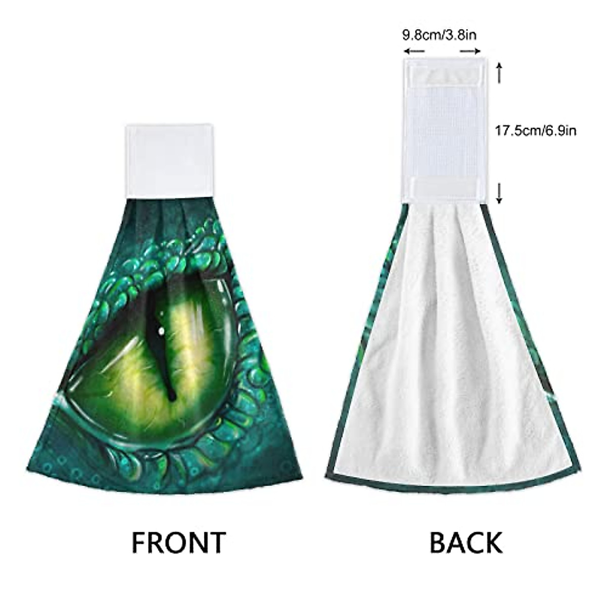 ALAZA Set of 2 Polyester Hanging Tie Towels Eye of Dinosaur Dragon| Include (2) Hanging Towels with Hanging Loop(8cr3a)
