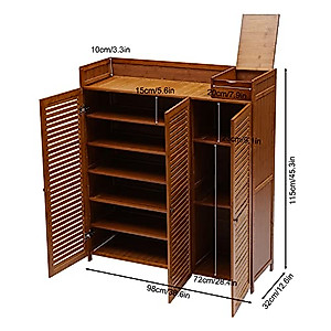 Bamboo Shoe Storage Cabinet 7 Tier Shoes Rack with Door Free Standing Shoe Racks Shoe Organizers for Entryway Hallway Living Room Bedroom