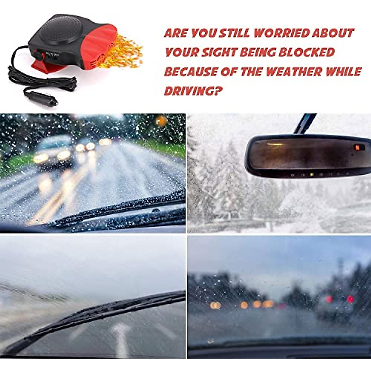 Car Heater 12V Fast Heating Defrost Defogger, That Plug into Cigarette Lighter Portable Automobile Heater Electronic Vehicle Heater Handheld Windscreen Fan 2 in 1 for All Cars