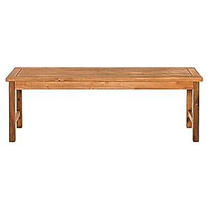 Walker Edison Rendezvous Modern Solid Acacia Wood Slatted Patio Bench, 53 Inch, Brown