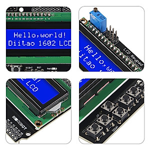 Diitao 3PCS 1602 LCD Keypad Shield 16x2 LCD Expansion Shield Board Blue Backlight 4.5-5.5V for Robot (1602 LCD)