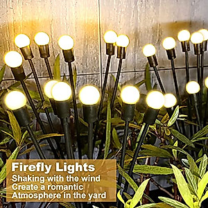 XIILSIE Solar Garden Lights, 6 LED Solar Firefly Starburst Swaying Lights Sway by Wind, 2 Modes Solar Landscape Path Lights Outdoor Waterproof Garden Yard Pathway Decoration Lights Warm White (2 Pack