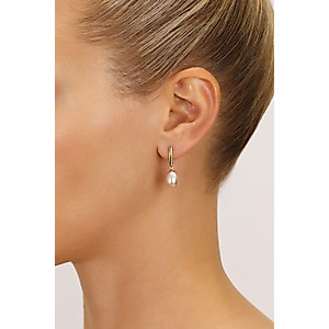 14k Yellow Gold Freshwater Cultured Drop Pearl Earring (Pink)