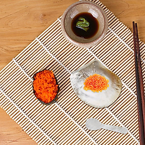 ZUDKSUY Caviar Plate 2 Pcs Natural Shell Plate Set : Mother of Pearl Caviar Plate and Caviar Spoon Set for Caviar Jewelry Appetizers Desserts Decorations