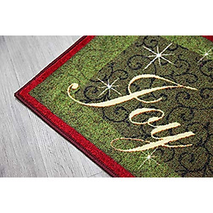 Brumlow MILLS Poinsettia Joy Holidays Washable Festive Floral Indoor or Outdoor Christmas Rug for Living or Dining Room, Bedroom and Kitchen Area, 30" x46" , Green