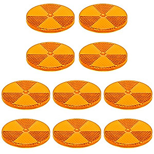 10 Pack Front Reflector Round Reflector for Driveway Fence Gate Posts Trailers Safety Reflectors Automobiles Boats Mailboxes Reflector with Center Mounting Hole (Yellow)