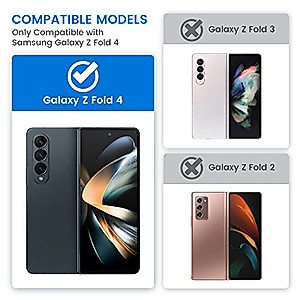 VEGO for Galaxy Z Fold 4 Case with S Pen Holder, Metal Kickstand Case with [Hinge Protection & Screen Protector], PU Leather Protective Case for Samsung Z Fold 4 5G 2022 New Released - Midnight Black