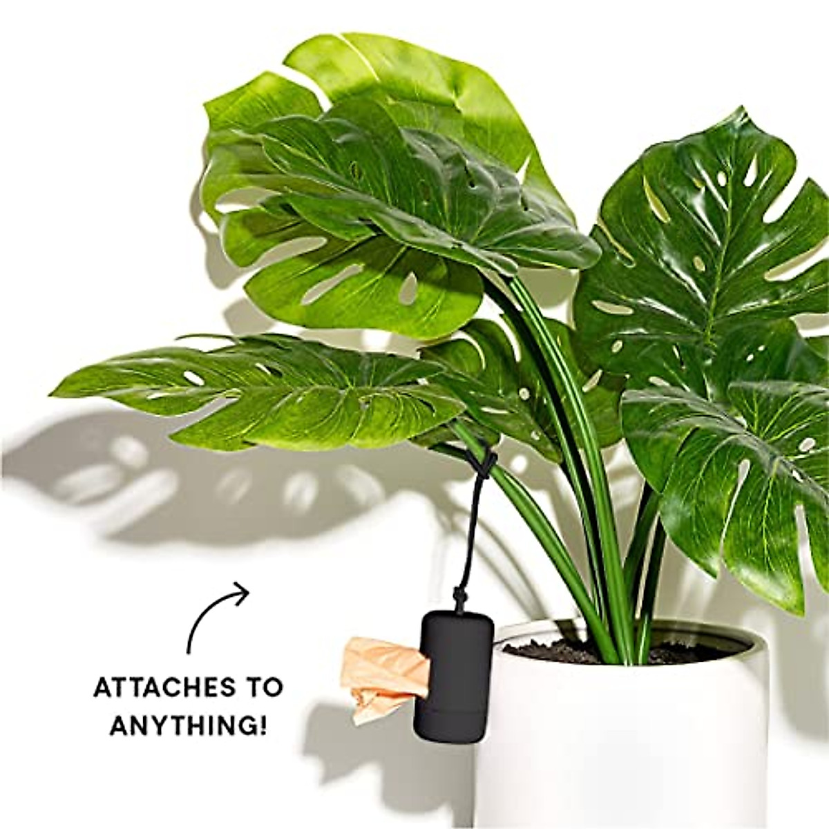 Wild One Poop Bag Holder and Dispenser for Dogs with Leash Attachment, Leak Proof, Easy Twist Top for Refills, Includes 1 Roll, Black