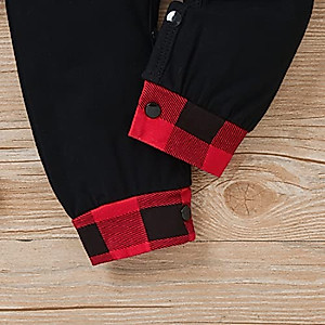 Aalizzwell Infant Baby Romper Toddler Brother Christmas Matching Outfits Xmas Buffalo Plaid Bear Boys Clothes 0-3 Months