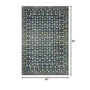 Loloi Rifle Paper Co. x Eden Collection EDE-03 Lattice Indigo 3'-6" x 5'-6" Accent Rug