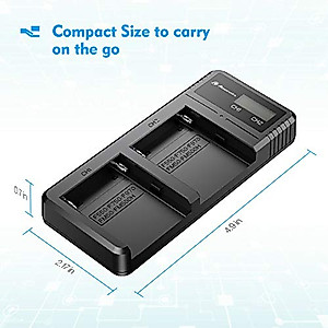 Powerextra Fast Charger Dual USB Charger with LCD Display for Sony NP-F970 NP-F930 NP-F950 NP-F960 NP-F550 NP-F530 NP-F330 NP-F570 Battery
