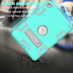 MAKEIT CASE for iPad Air 2 Case, for iPad Pro 9.7 Case, Shock Absorption High Impact Resistant Hybrid Protective Case Cover with Kickstand for iPad Air 2 and iPad Pro 9.7" 2016