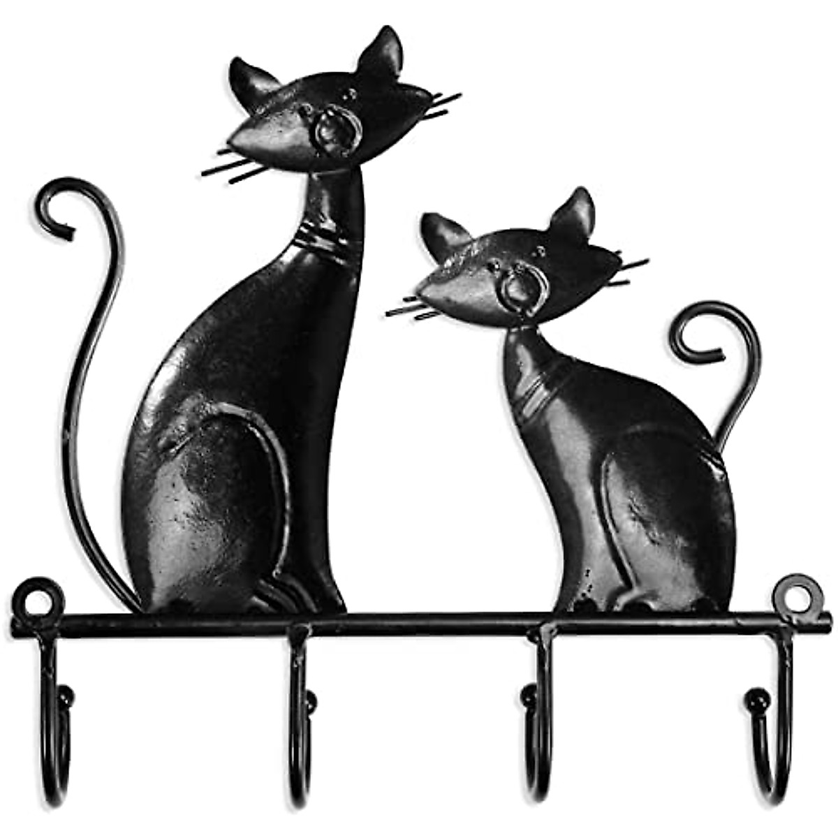 Tooarts Wall Mounted Key Holder Iron Cat Wall Hanger Hook Decor 4 Hooks for Coats Bags Wall Mount Clothes Holder Decorative Gift