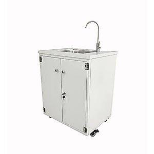 Steel Cabinet Portable Sink Self Contained Hand Wash Station Mobile Sink Water Fountain Water Supply 110V/12V Powered Built-in Pump Water Jugs NOT Included 24 X 18 X 30" Cabinet Size 10094-NPF