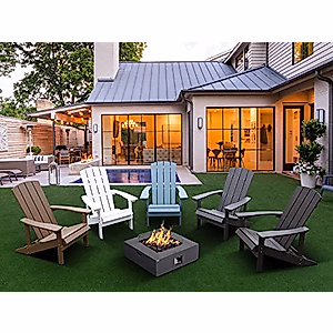 Aok Garden Adirondack Chairs Set of 6, Weather Resistant Hips Plastic Fire Pit Chairs, Modern Poly Adorondic Outside Chairs, 350 LBS Adirondack Chair for Easy Assembly, Blue