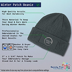 Custom Patch Beanie Electric Guitar White Embroidery Acrylic Skull Cap Hats for Men & Women Dark Grey Design Only