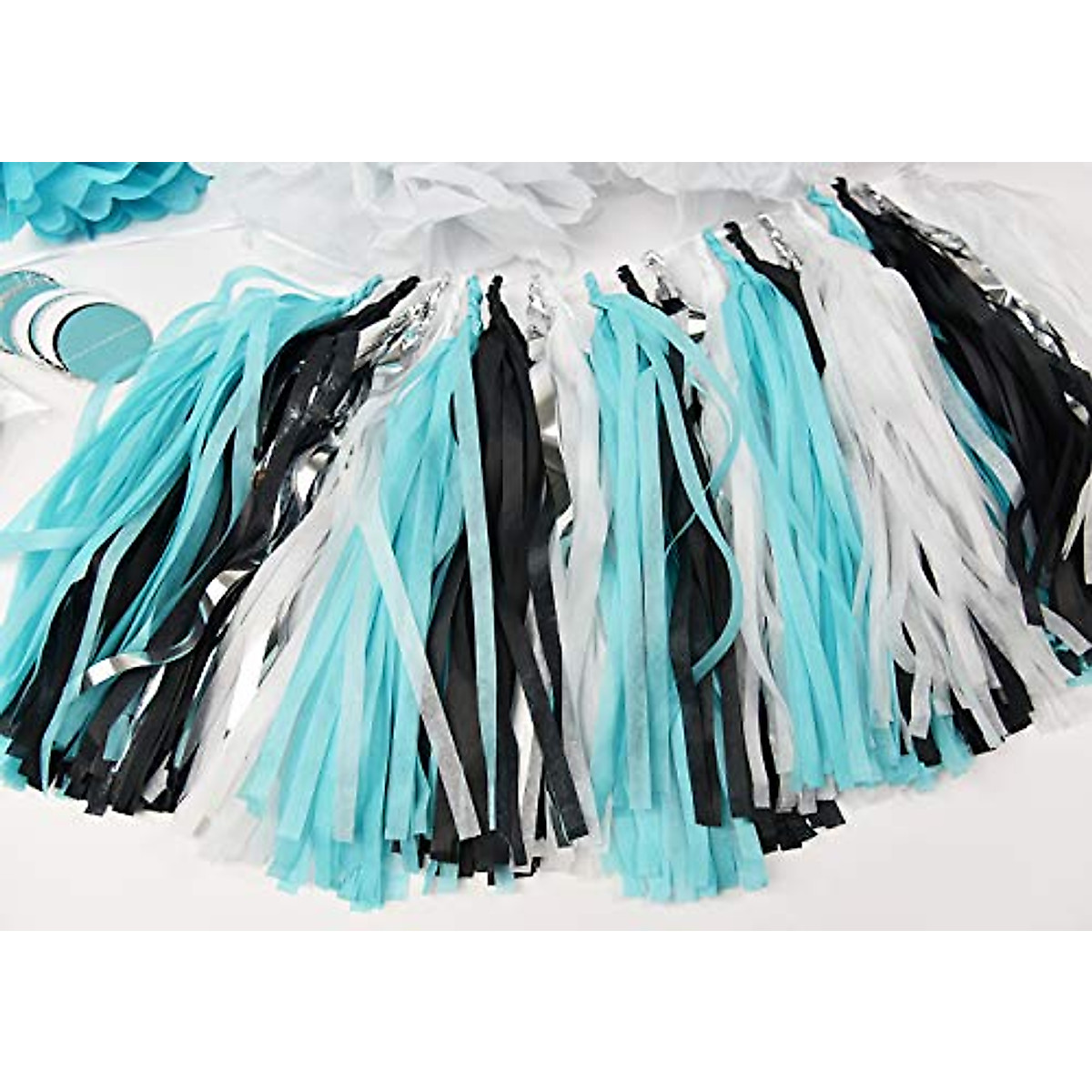 Turquoise Graduation Decorations 2023 Baby Shower Decorations Robin's Egg Blue White Black Silver Party/Black Polka Dot Balloons Turquoise Birthday Party Decorations/Bridal Shower Decor