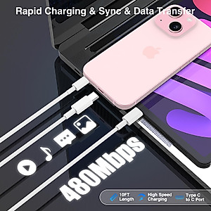 for iPhone 15 Charger for Apple Charger USB C Cable 10FT+6FT 20W USB C Charger Block for iPad Charger for iPhone 15 Charging Cable Long for iPhone 15/15 Pro Max/Pro/Plus/for iPad Pro/Mini/Air (Grey)