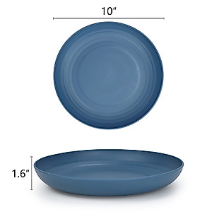 Homienly 10 inch Deep Dinner Plates Set of 8 Alternative for Plastic Plates Microwave and Dishwasher Safe Wheat Straw Plates for Kitchen Unbreakable Kids Plates with 4 Colors (Classic Bright)