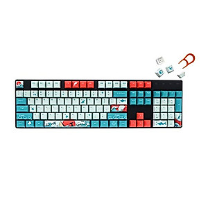 108 Keys Coral Sea Keycap Set OEM Profile PBT 5-Sided Dye-Sublimation ​Keycaps for 61/87/104 Keys Mechanical Keyboard with Keycaps Puller