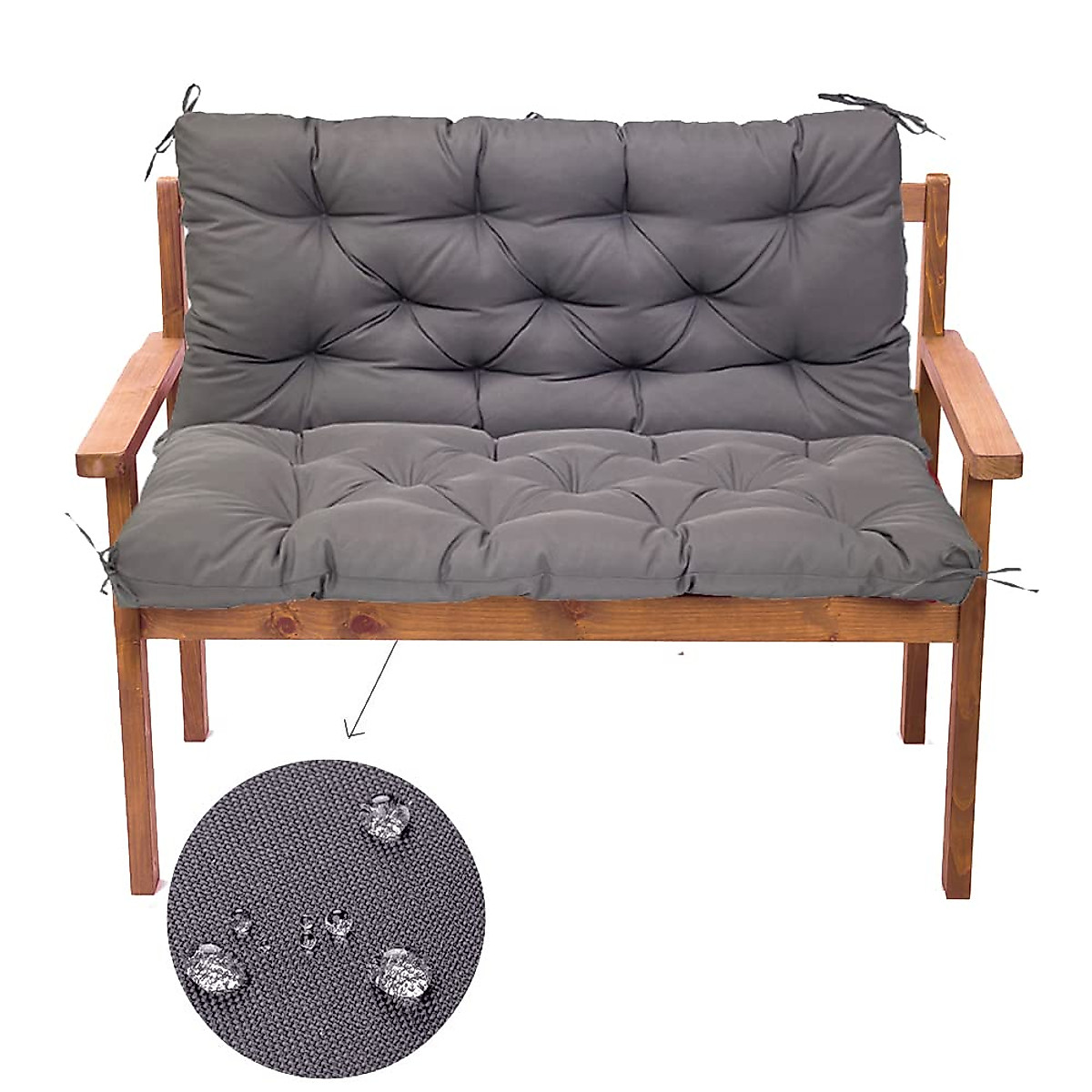 Srutirbo Waterproof Bench Cushion with Backrest, 2 or 3 Seat Swing Replacement Cushions Overstuffed for Garden Patio Furniture Loveseat Outdoor (59.1*39.4*3.94inch, Dark Gray)