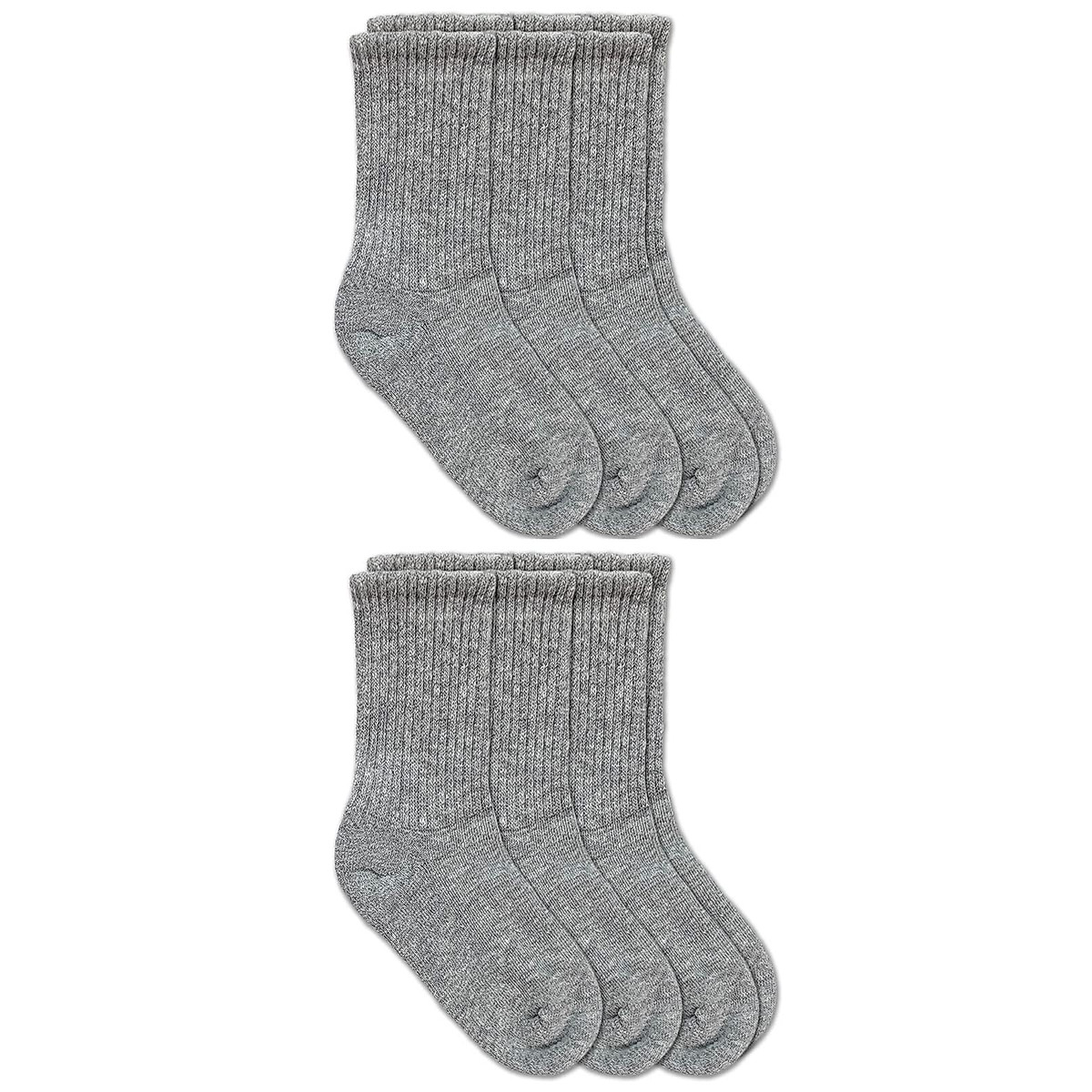 Jefferies Socks Boys Little Boy s Seamless Half Cushion Sport Crew Socks 6 Pair Pack Grey Heather Mediu, Grey Heather, Medium US