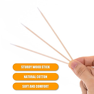 Ekysso 600 Counts 4 Inch Microblading Cotton Swabs, Microblading Supplies, Cotton Tipped Applicators with Wooden Stick, Pointed Cotton Swabs, Pointy Cotton Buds, Precision Cotton Sticks for Makeup