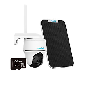 REOLINK 4G LTE Cellular Security Camera Outdoor, 5MP No WiFi Security Camera, 360° Pan-Tilt Go PT Plus+Solar Panel+128GB SD Card, Wireless Solar Powered, 2K+ Color Night Vision, Smart AI