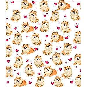BlessLiving Red Hearts Dog Cat Print Plush Blanket Cute Puppy for Kids Adults 3D Animal Print Plush Blanket Gift for Pet Lovers (Pomeranian,Throw, 50 x 60 Inches)