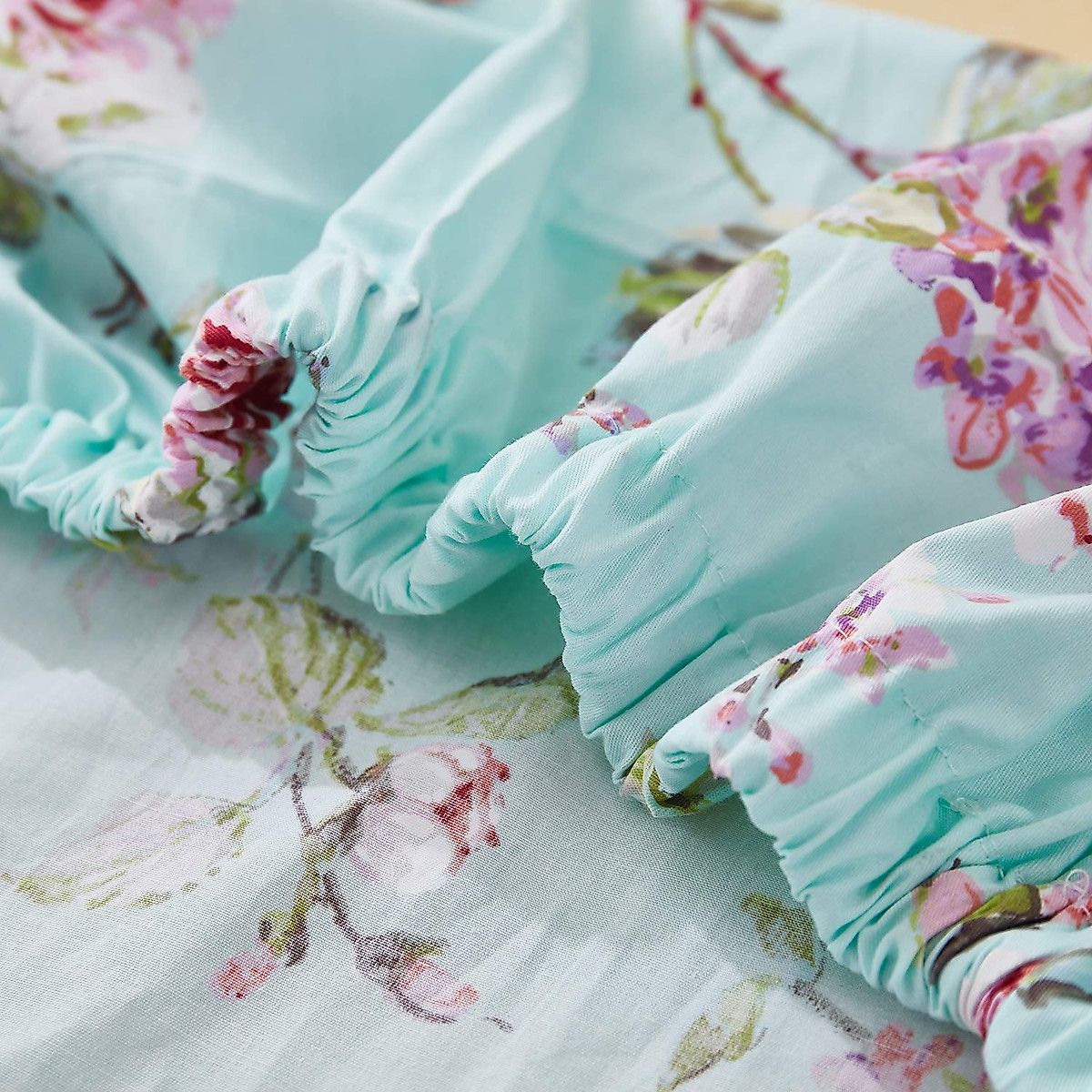 Brandream French Country Crib Bedding Set for Girls | 3 Piece Floral Nursery Set | Ruffled Baby Comforter, Crib Sheet, Crib Bed Skirt Included