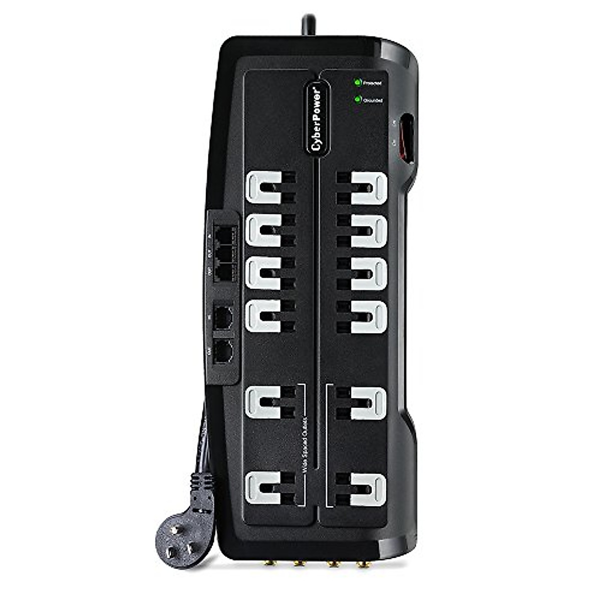 CyberPower CSHT1208TNC2 Home Theater Surge Protector 3150J/125V, 12 Outlets, 8ft Power Cord Black