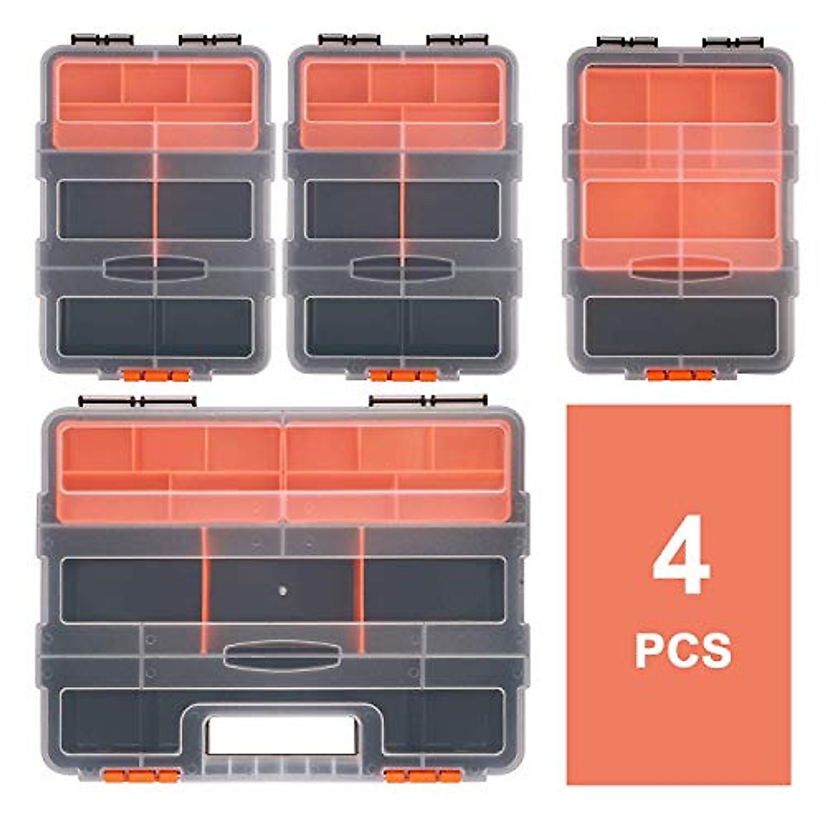Makitoyo MP009 Hardware & Parts Organizers Versatile and Durable Storage Toolbox, 4PCS Set