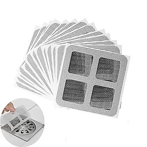 Generic 100Pcs Floor Drain Sticker,Drain Hair Catcher Floor Drain Mesh Sticker, Shower Hair Drain Catcher Stickers for Bathroom Laundry Bathtub Kitchen, Silver