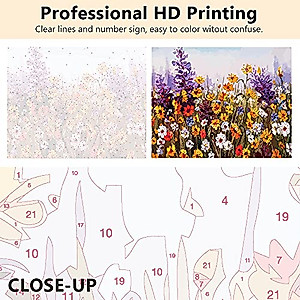 TUMOVO Paint by Number for Adult, Painting by Number Kits On Canvas, DIY Color Flowers Oil Painting Acrylic Paints, Flameless Paint by Numbers for Adults and Kids Beginner 16X20 Inch