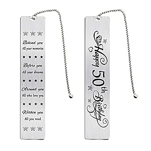 Jzxwan Happy 50th Birthday Gifts for Men Women, 50 Year Old Birthday Bookmark Gifts, Behind You All Your Memories Bookmark for Dad Mom