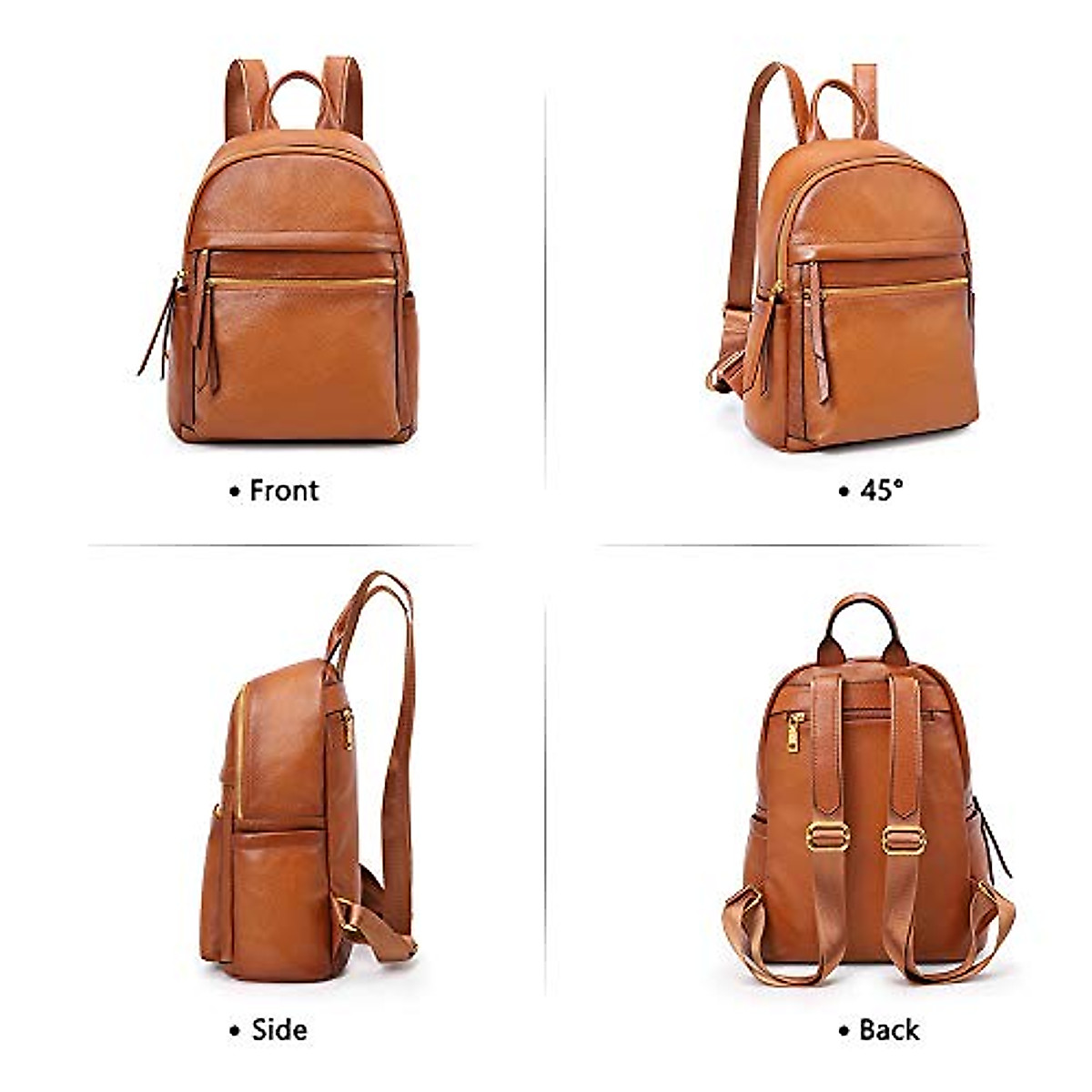 Kattee Genuine Leather Backpack Purse for Women Multi-functional Elegant Daypack Soft Leather Shoulder Bag Office, Shopping, Trip - Brown