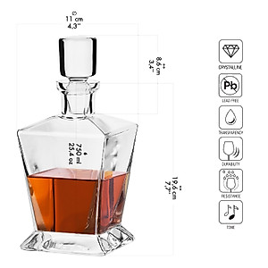 Krosno Whiskey Decanter Carafe with Stopper | 25.4 oz | Caro Collection | Home Restaurants Parties | Gift Idea Wedding Bar Mitzvah | Made in Europe