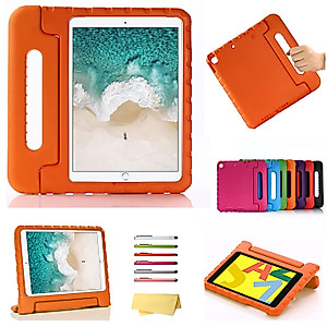 UUcovers Kids Case for iPad 9th/8th/7th Generation 10.2" with Rotating Handle/Stand Lightweight Soft EVA Foam Shockproof Rugged Kickstand Boy Girl Kid Cover for iPad 10.2 Inch 2021/2020/2019, Orange