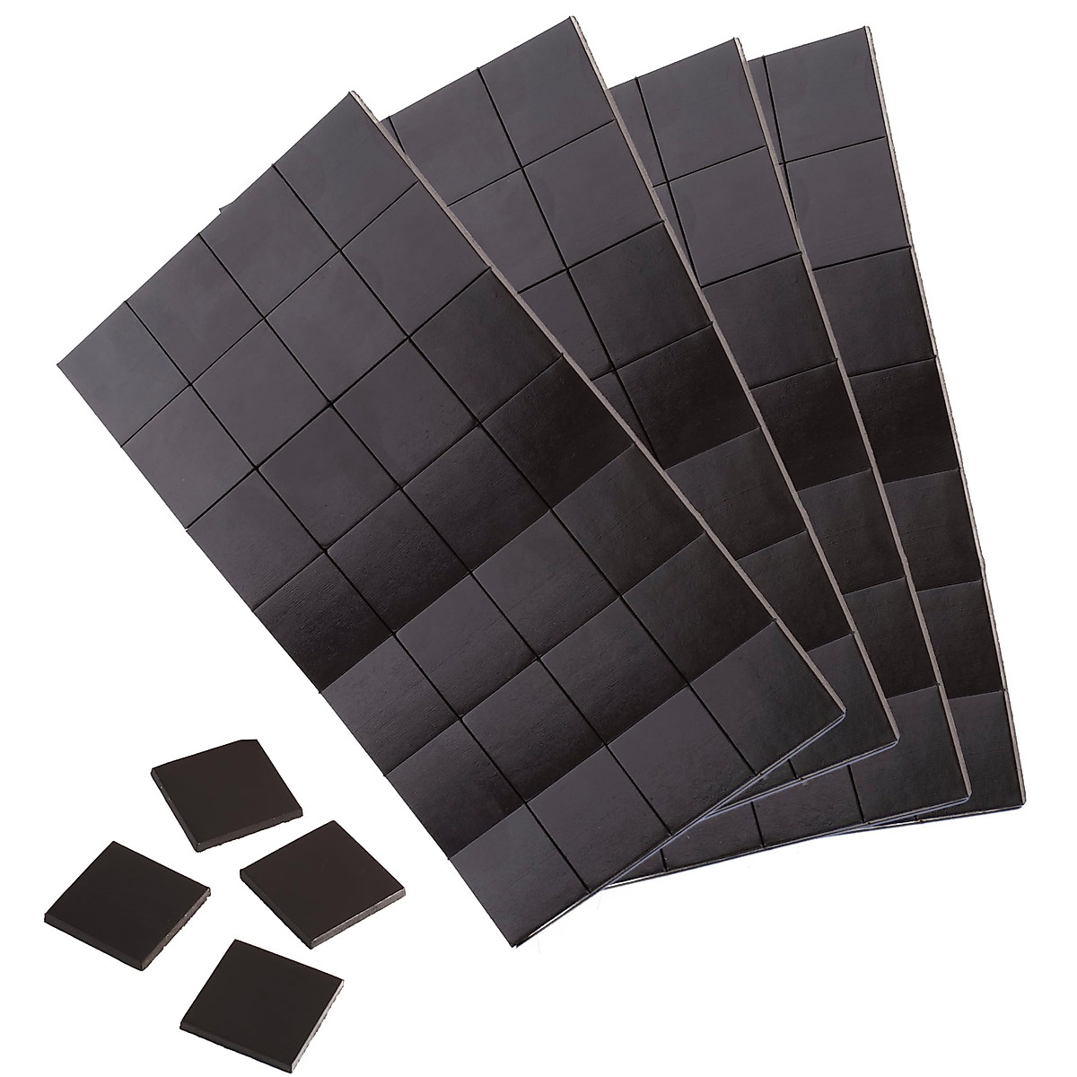 WINTEX Magnets for Crafts Strip with Adhesive Backing - 112 pcs x 0.8 inches Small Square Stick On Magnet Strips - Thin Flat Black Magnetic Peel-Off Tape Squares