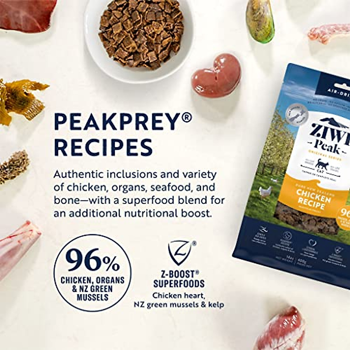 ZIWI Peak Air-Dried Cat Food – All Natural, High Protein, Grain Free & Limited Ingredient with Superfoods (Chicken, 14 oz)