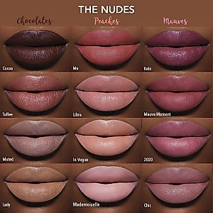 Juvia's Place The Nude Velvety Matte Lipstick Libra - Nude Matte Lipstick, Long-lasting Matte Lipstick, Rich-Color Lip Makeup, Creamy Lipstick with Matte Finish, Beauty & Lip Products