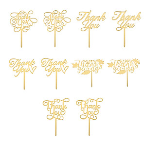10Pcs Thank You Cake Toppers Thanksgiving Cupcake Topper Food Sticks Dessert Cake Decorations for Wedding Party Supplies (mix style)