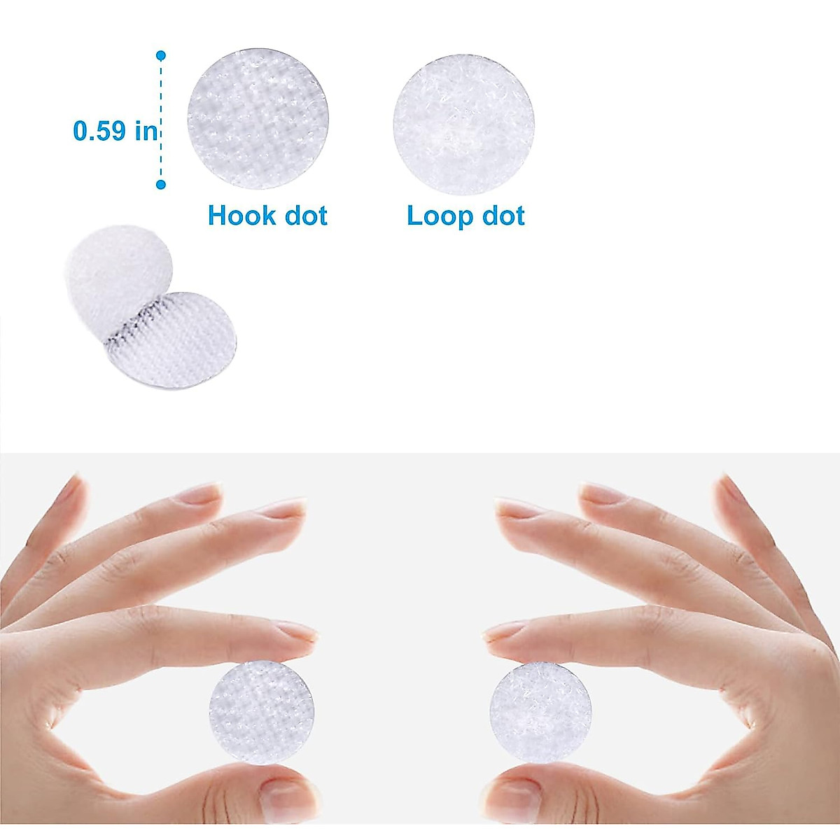 Self Adhesive Dots, Strong Adhesive 450 Pcs (225 Pairs) 0.59 inch Diameter Sticky Back Coins Nylon Coins, Hook Loop Dots with Waterproof Sticky Glue Coins Tapes, Suitable for Classroom, Office, Home