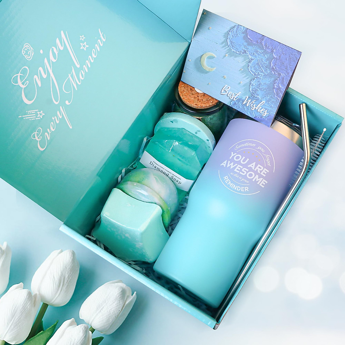 Birthday Gifts for Women, Spa Gift Set with a 20oz Tumbler, Unique Bath Gift Baskets for Women, Valentine's Day gifts for Her, Birthday Gifts for Mom Sister Wife Friend Coworker