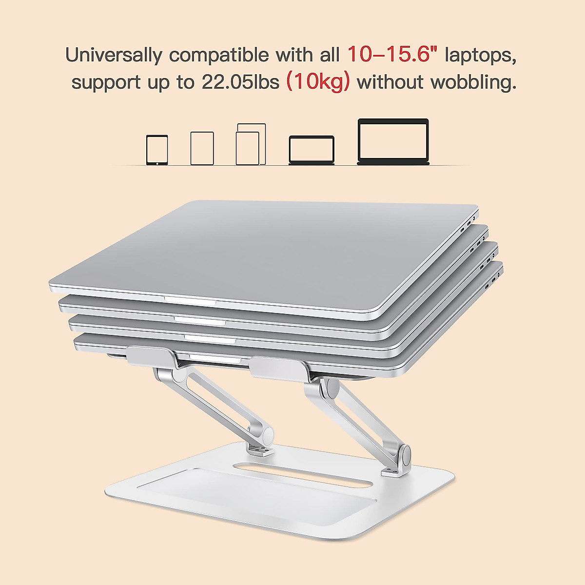 TRUNIUM Laptop Stand, Laptop Holder, Multi-Angle Stand with Heat-Vent, Adjustable Laptop Riser for Laptop up to 15.6 inches, Compatible for MacBook Pro/Air, Surface Laptop, and so on (Silver)