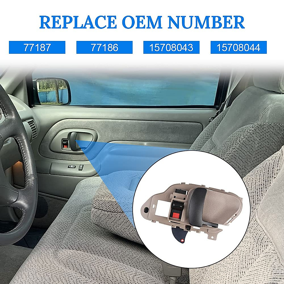 JDMON Interior Door Handles Replacement for Chevy GMC C1500 C2500 C3500 K1500 K2500 Tahoe 1995-2000 Left Driver & Right Passenger Inside Inner Door Handle Set Replacement for 15708044 15708043 Tan