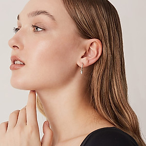 PAVOI 14K White Gold Plated 925 Sterling Silver Post Huggie With Dangle | Small Hoop Earrings With Posts For Women | Trendy Tear Drop Shaped Cubic Zirconia Dangle Hoop Earrings |CZ Huggie Earrings