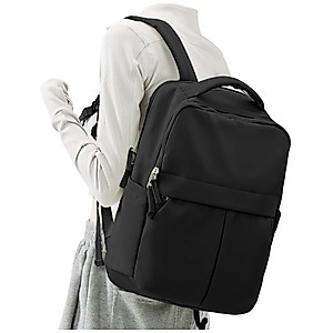 suratio Black Laptop Backpack for Women Gym Backpack Casual Daypack Backpacks Travel Backpack for Traveling on Airplane Work Backpack for Men Lightweight Computer Backpack College Teacher Backpack