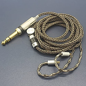 Youkamoo 6.35mm 8 Core Silver Plated Braided Earphone Replacement Upgrade Cable Silver Plated Wire Earphone Cable for ATH-LS50 E40 E50 E70 A2DC